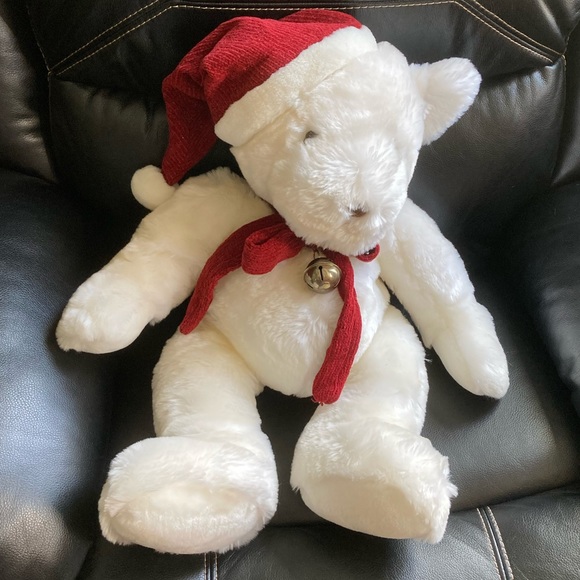 Christa Creations | Holiday | Playful Holiday Plush White Teddy Bear ...